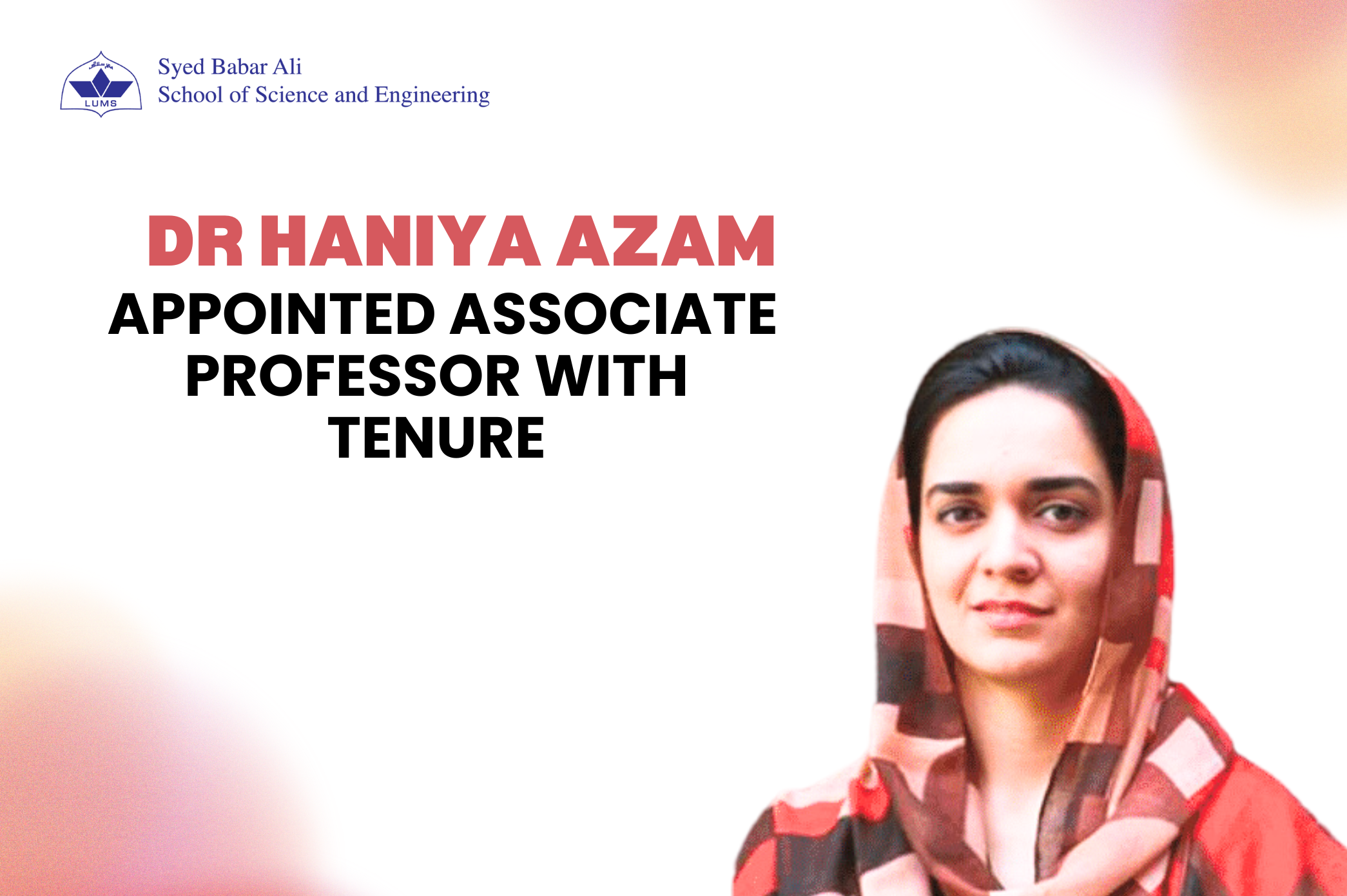 Dr. Haniya Azam Promoted to Associate Professor with Tenure | SBASSE