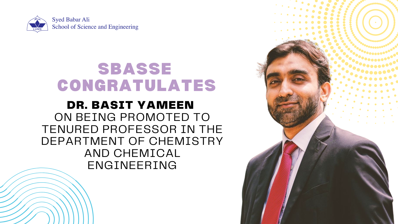 Dr. Basit Yameen Promoted to Full Professor – Congratulations! | SBASSE
